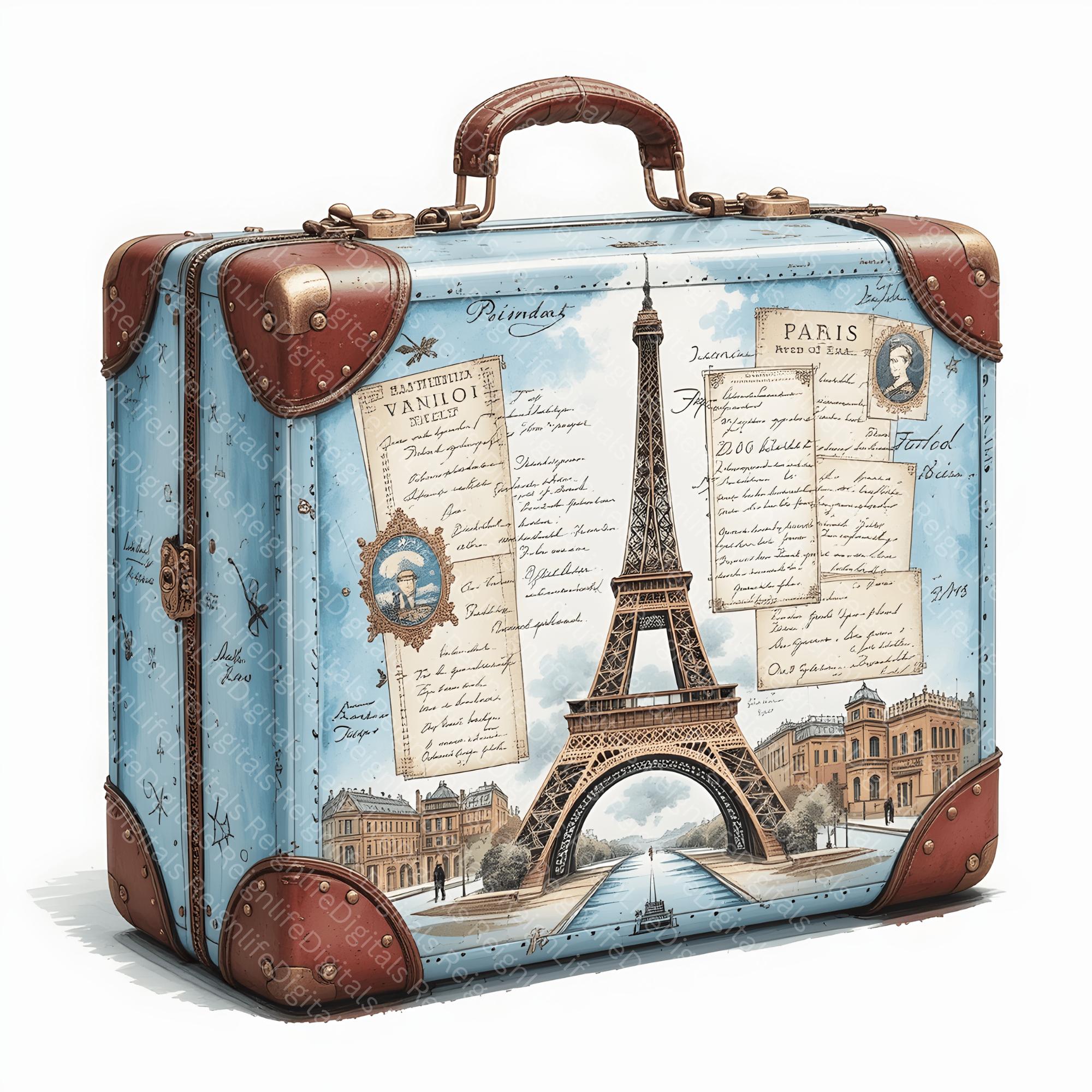 Watercolor Vintage Suitcase Clipart | Antique Luggage Illustration ...