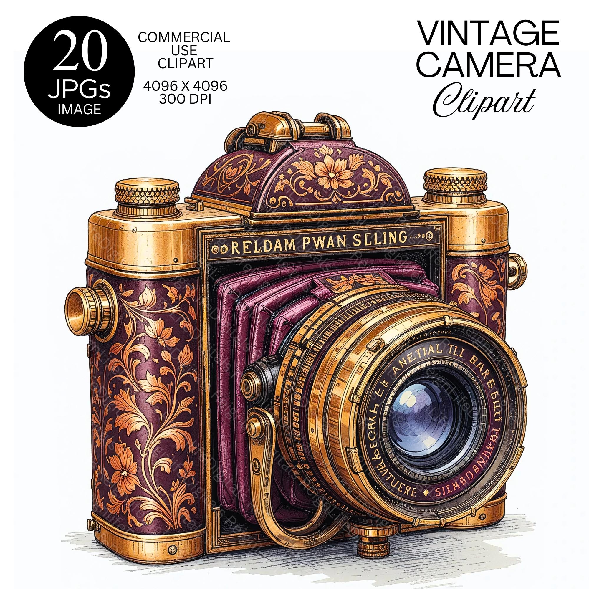 Vintage Camera Watercolor Clipart | 20 Elegant Retro Camera Jpgs ...