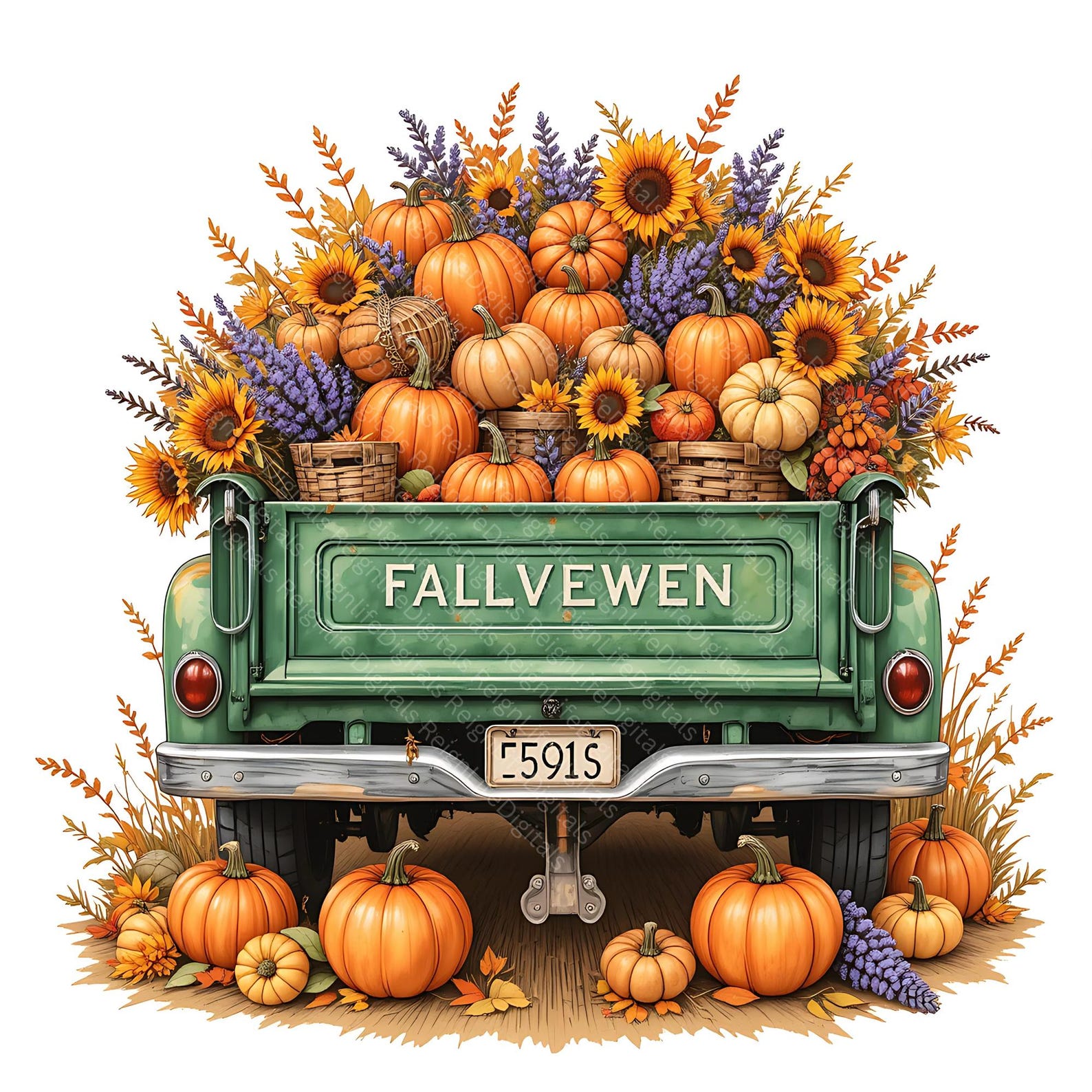 Fall Vintage Truck Clipart | Watercolor Autumn Decore | Autumnal ...