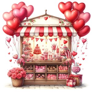 Valentine Candy Store Booth Clip Art 20 Jpgs Cute Valentine's Day ...