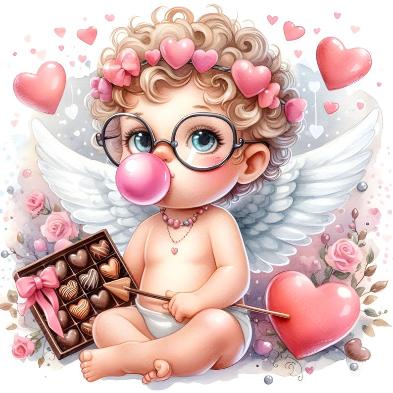20 JPG Valentines Day Cupid Clipart Set Love Arrows & Hearts Cute ...