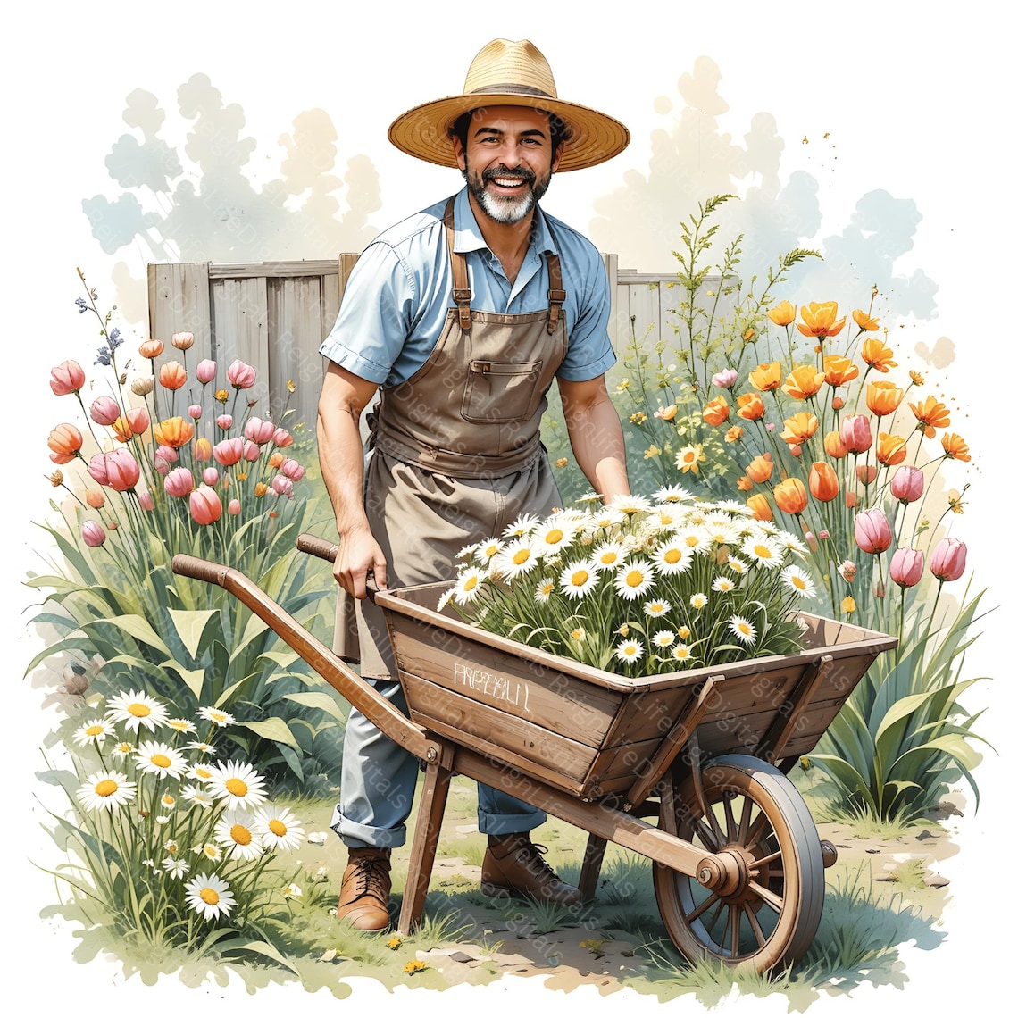 Watercolor Gardening Clipart | Gardening Tools Clipart | Garden ...