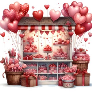 Valentine Candy Store Booth Clip Art 20 Jpgs Cute Valentine's Day ...