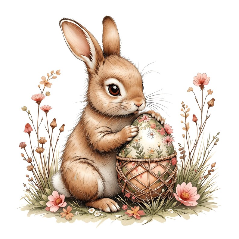 Easter Bunny and Egg Clipart | Spring Rabbit High Quality Jpgs ...