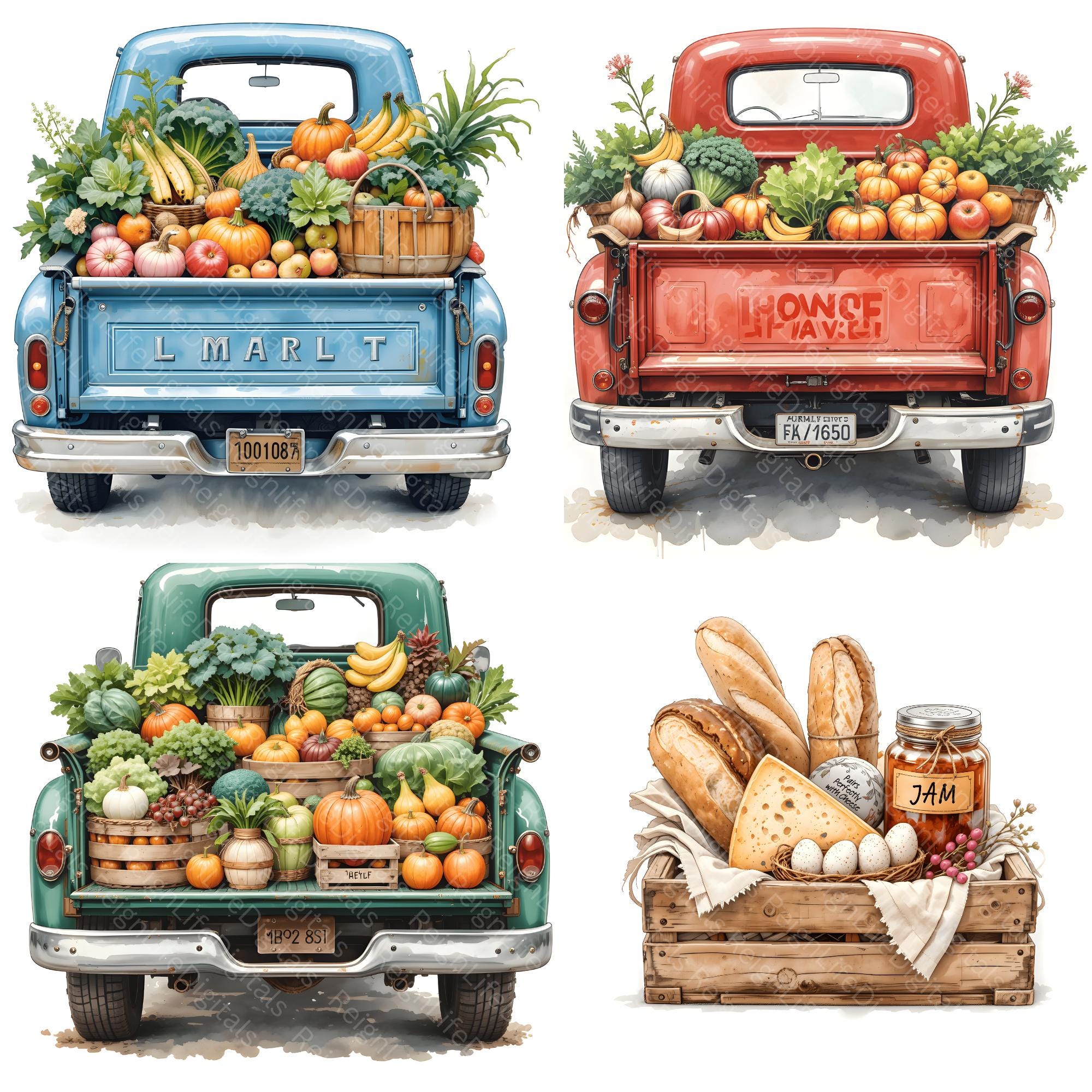 Watercolor Farmers Market Clipart | Farm Stand Graphic Illustrations ...