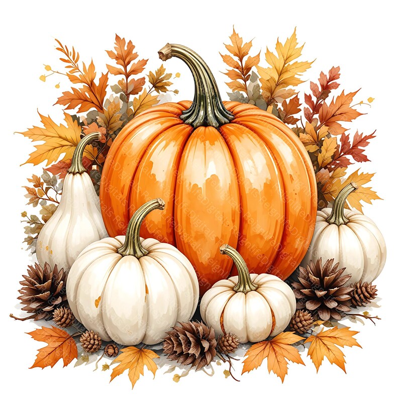 Watercolor Pumpkin Clipart | Autumn Harvest Fall Thanksgiving Clipart ...
