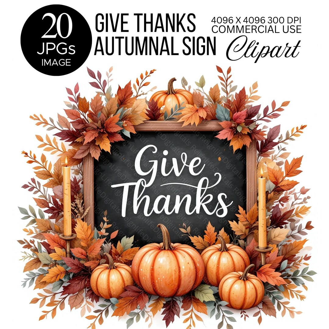 Autumnal Sign Clipart | Fall Decorative Sign Printable | Rustic Autumn ...