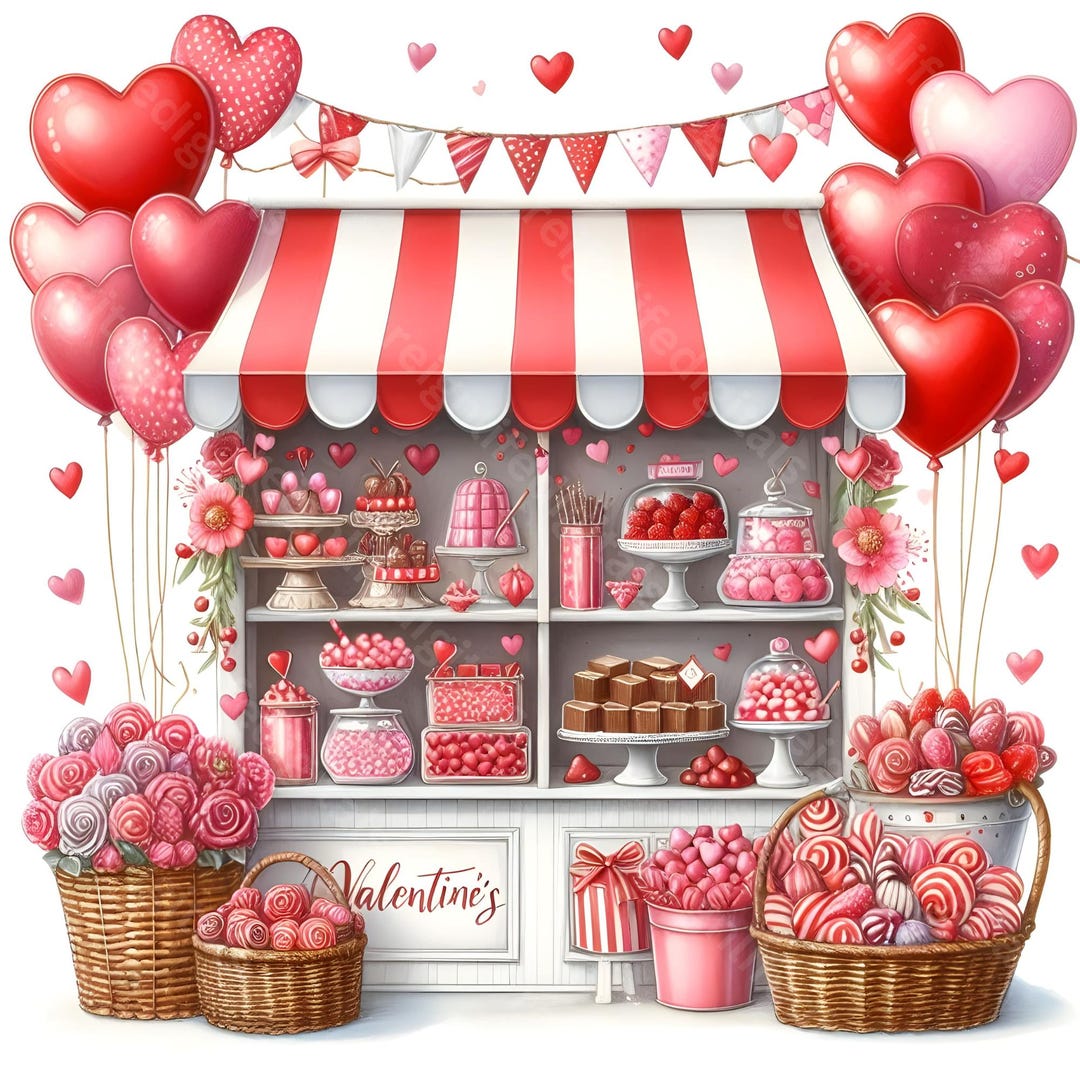 Valentine Candy Store Booth Clip Art 20 Jpgs Cute Valentine's Day ...