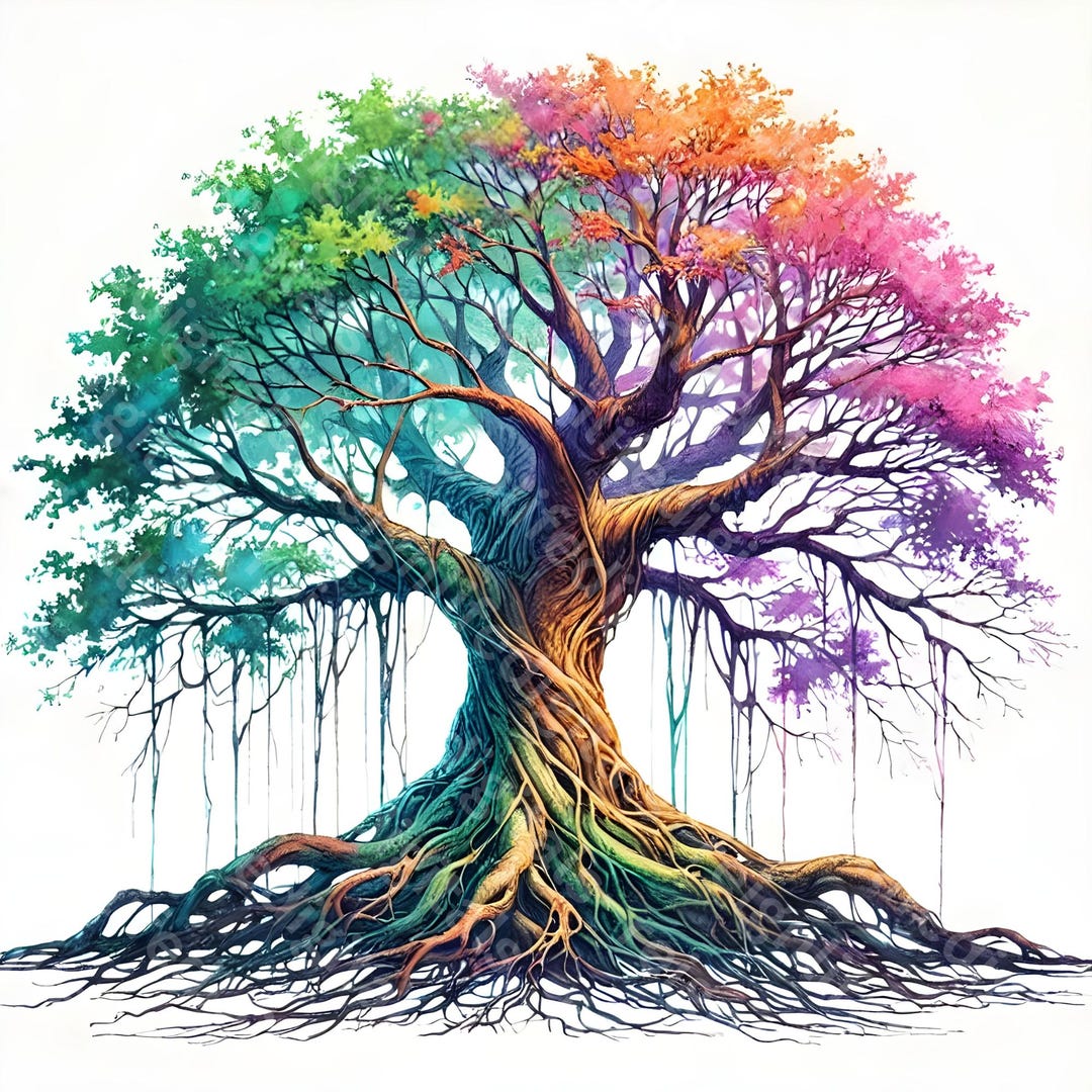 Watercolor Tree With Roots Clipart | 20 High Quality JPG | Scrapbooking ...