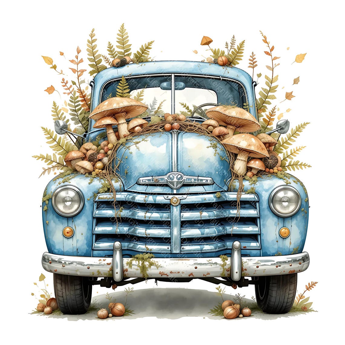 Fall Vintage Truck Clipart | Watercolor Autumn Decore | Autumnal ...