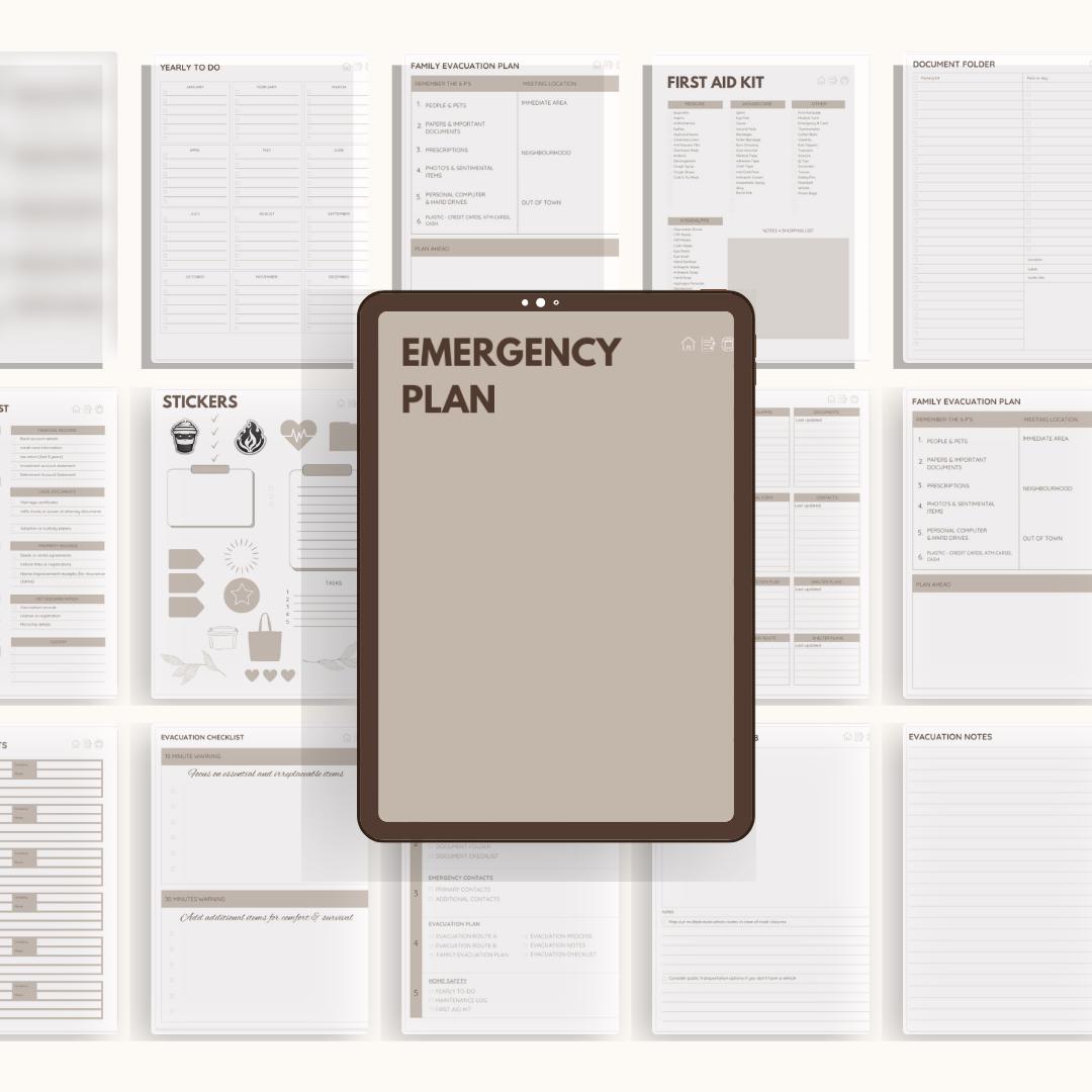 Emergency Plan Printable Organizer & Checklist for Home Safety ...