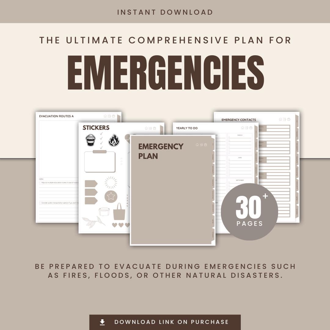 Emergency Plan Printable Organizer & Checklist for Home Safety ...