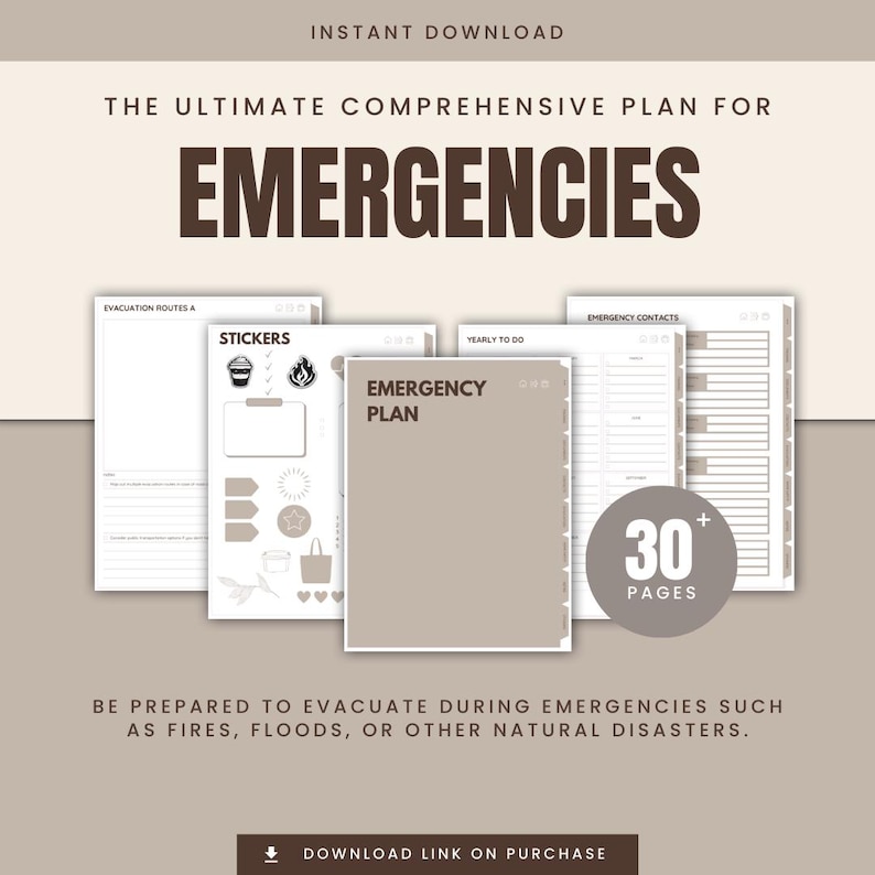 Emergency Plan Printable Organizer & Checklist for Home Safety ...