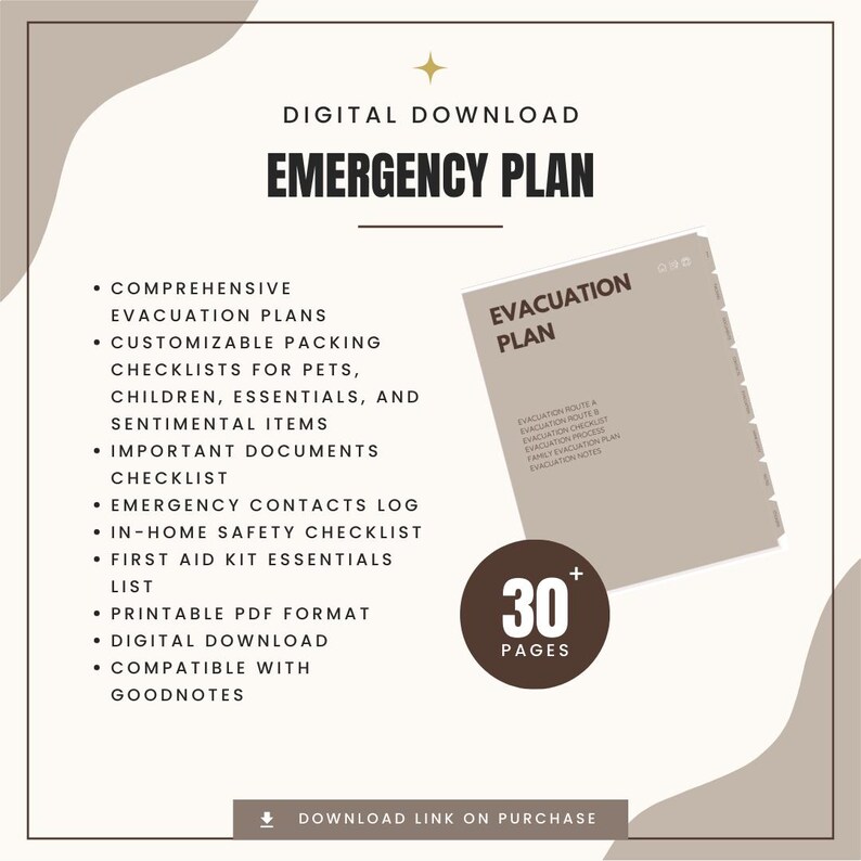 Emergency Plan Printable Organizer & Checklist for Home Safety ...