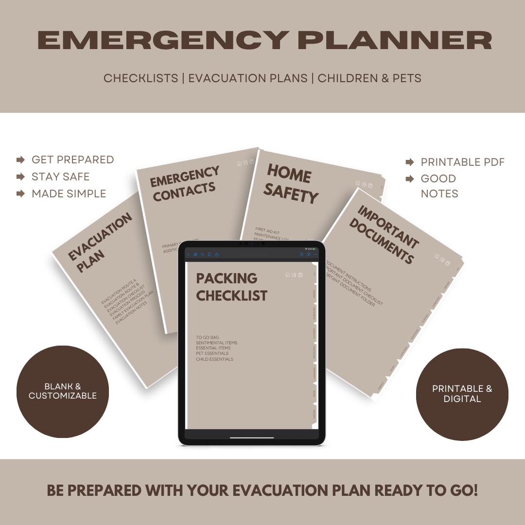 Emergency Plan Printable Organizer & Checklist for Home Safety ...