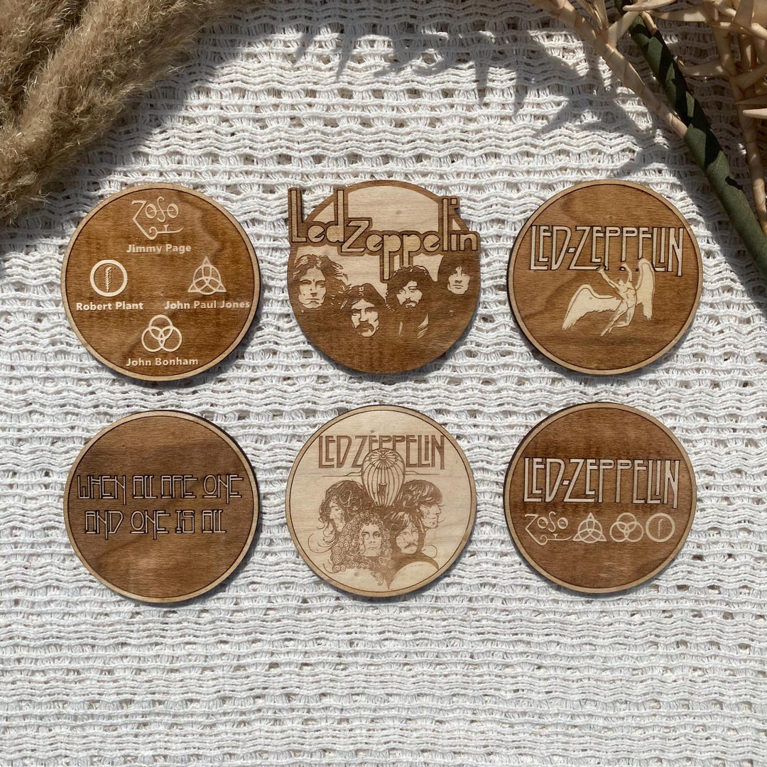 Led Zeppelin Wooden Coasters - Rock Band Fan Gift - Etsy