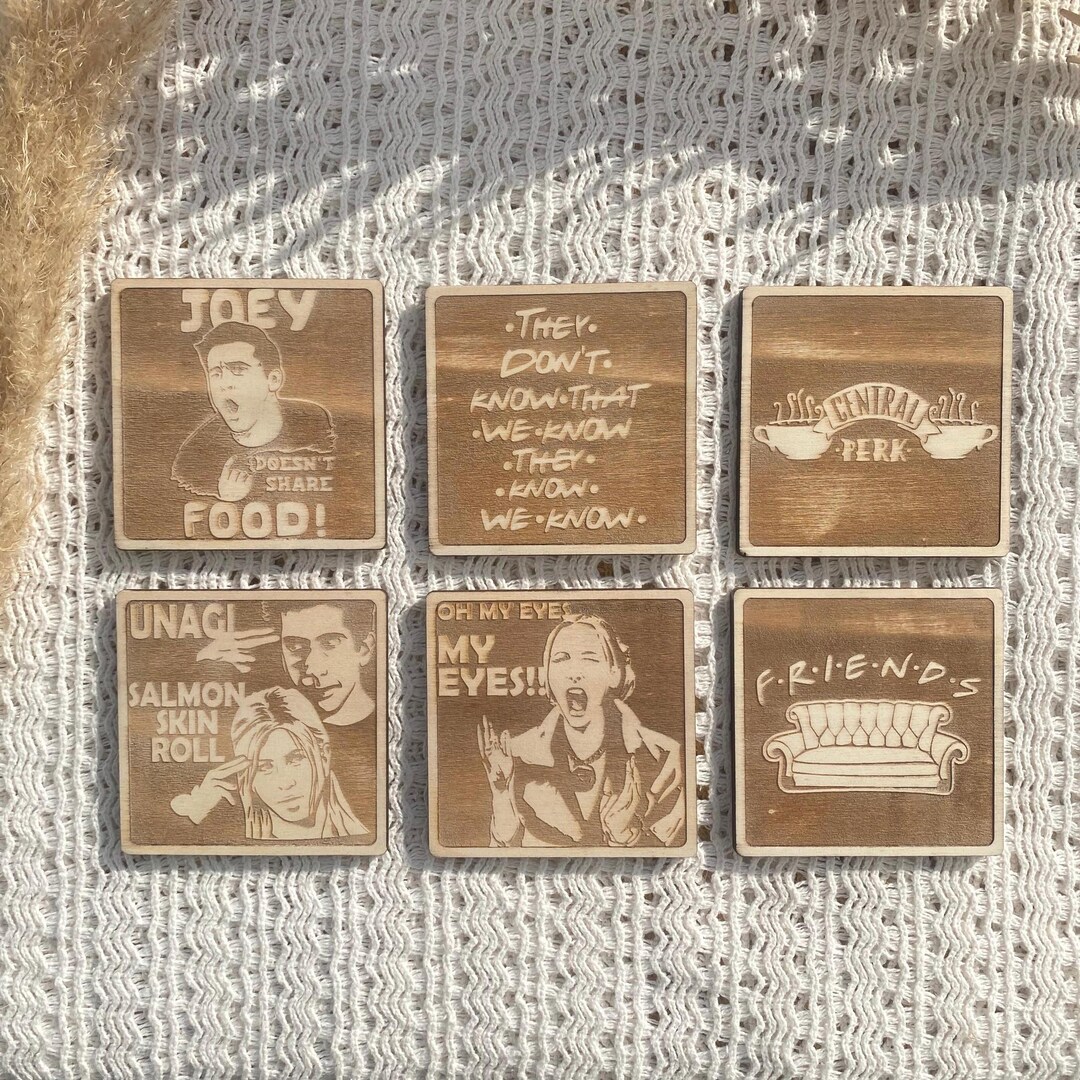 Friends TV Show Wooden Coasters - Handmade Drink Coasters, Set of 6 - Etsy