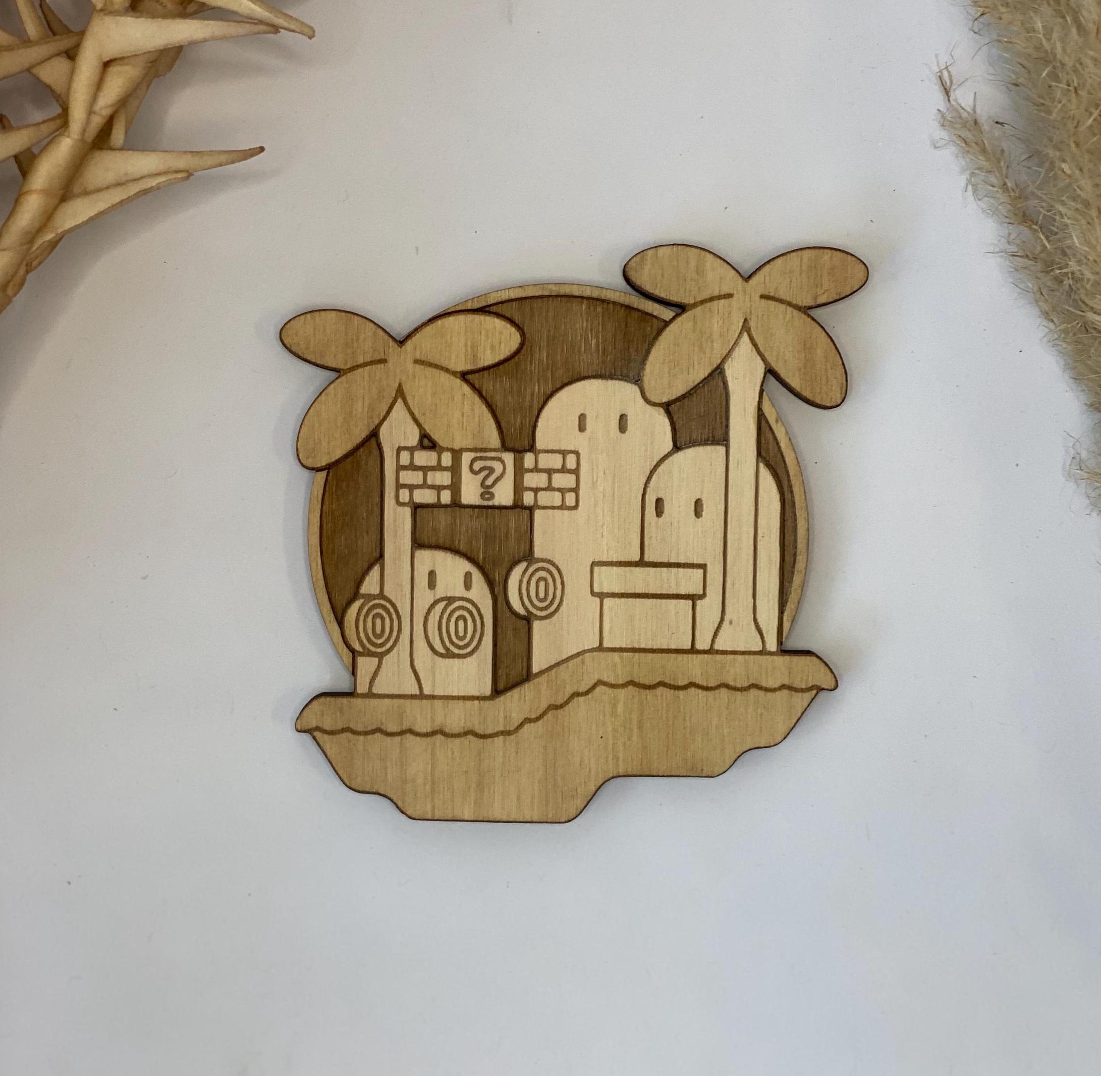 Super Mario Bros Wooden Coasters Set Geek Gift Gamer Collectibles ...