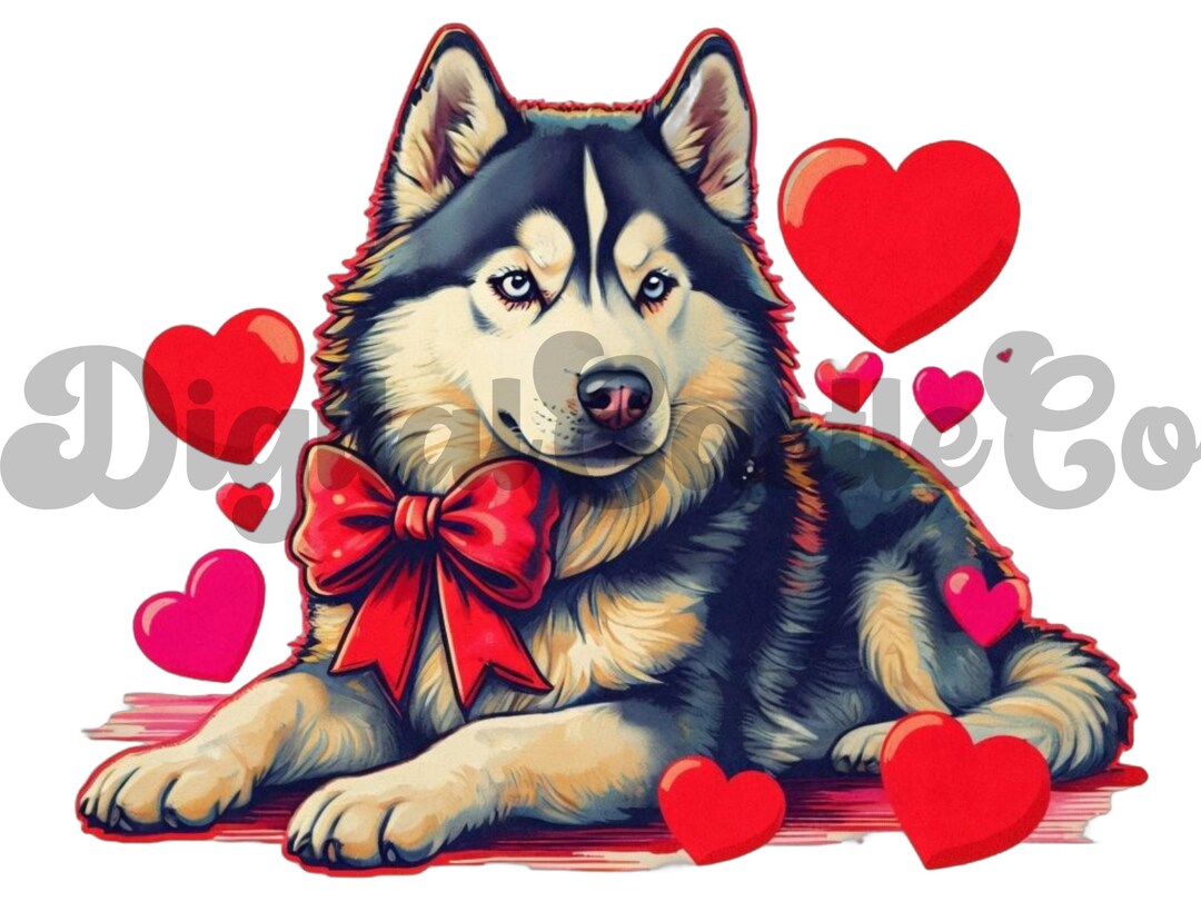 Valentines Day Husky PNG - Husky Dog Lovers PNG Valentine Decor Vday ...