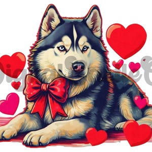 Valentines Day Husky PNG - Husky Dog Lovers PNG Valentine Decor Vday ...