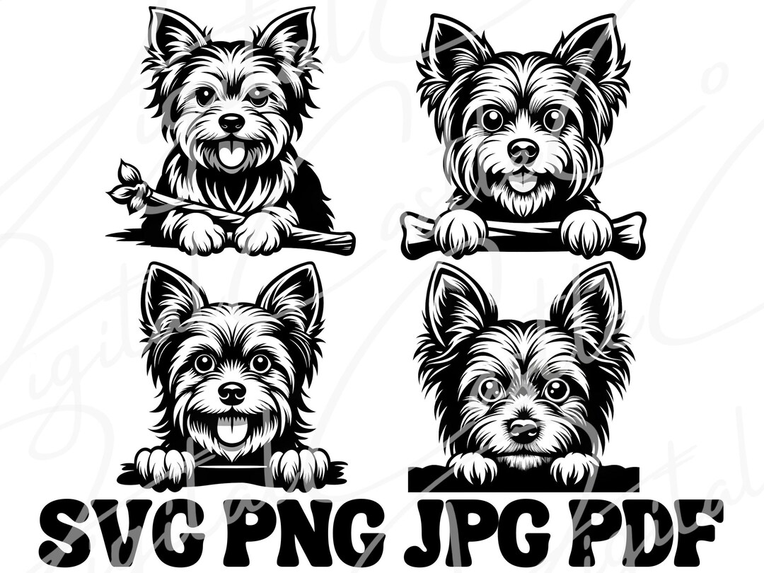 Yorkie Dog Bundle SVG Digital Download - Clipart Cricut Projects Vector ...