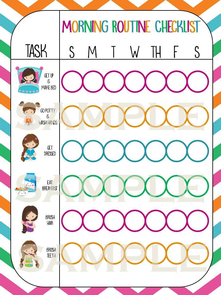 Printable Morning Routine Checklist Girl Etsy