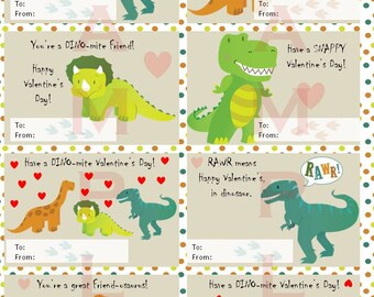 Printable DINOSAUR Valentine's Day Cards . Classroom Valentines . Kids ...