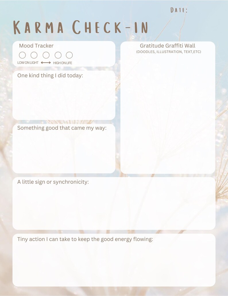 Karma Check-in Journal (digital Download) - Etsy Australia