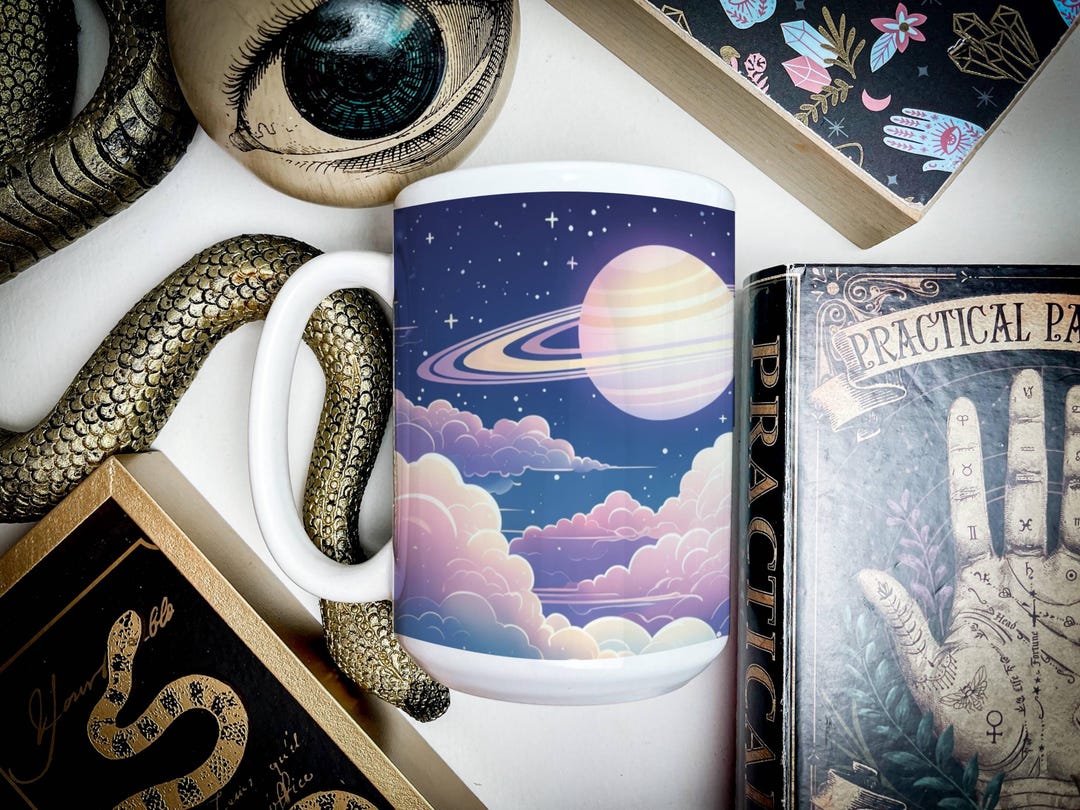 Pastel Saturn Celestial Mug, Pastel Aesthetic Coffee Cup, Witchy Stuff ...