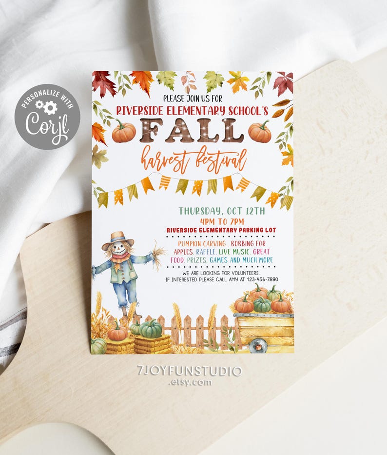 Editable Fall Festival Invitation Template, Church Fall Festival Invite ...