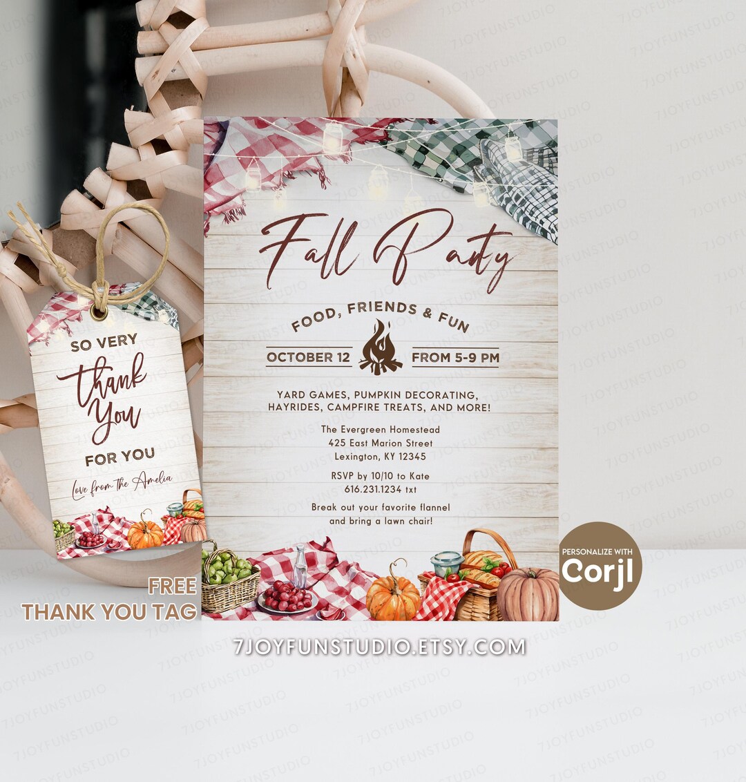 Fall Harvest Party Invitation Template, Fall Fest, Fall Neighborhood ...