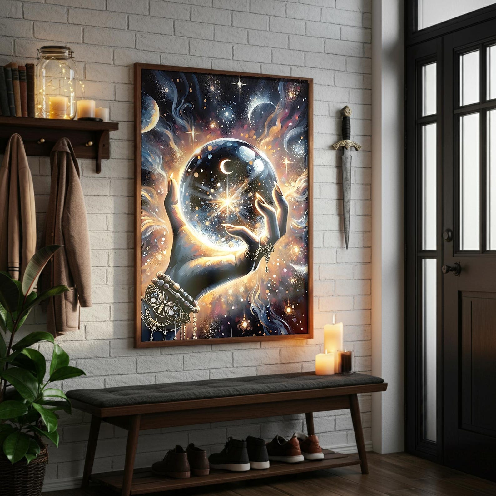 Celestial Energy Wall Art | Crystal Ball Moon Astrology Cosmic Stars ...