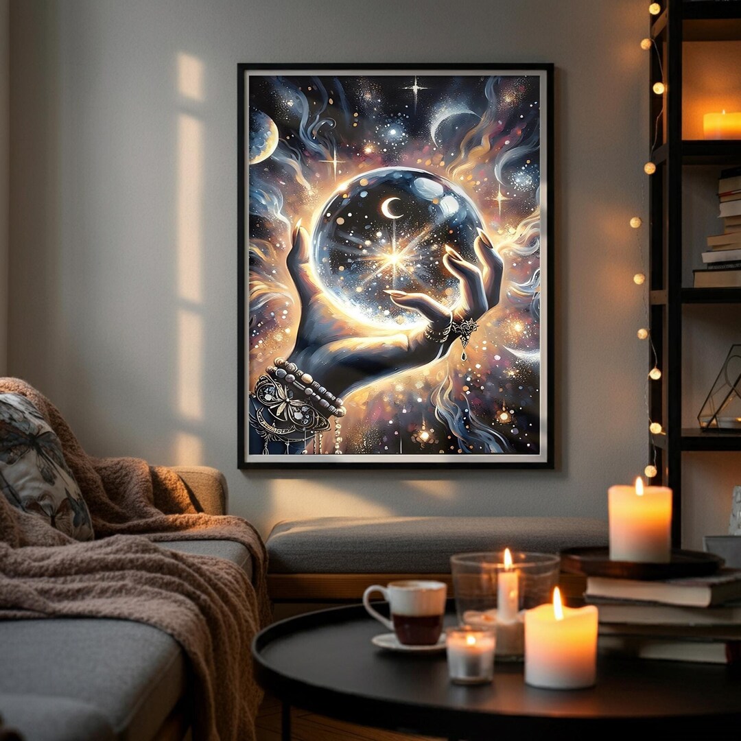 Celestial Energy Wall Art | Crystal Ball Moon Astrology Cosmic Stars ...