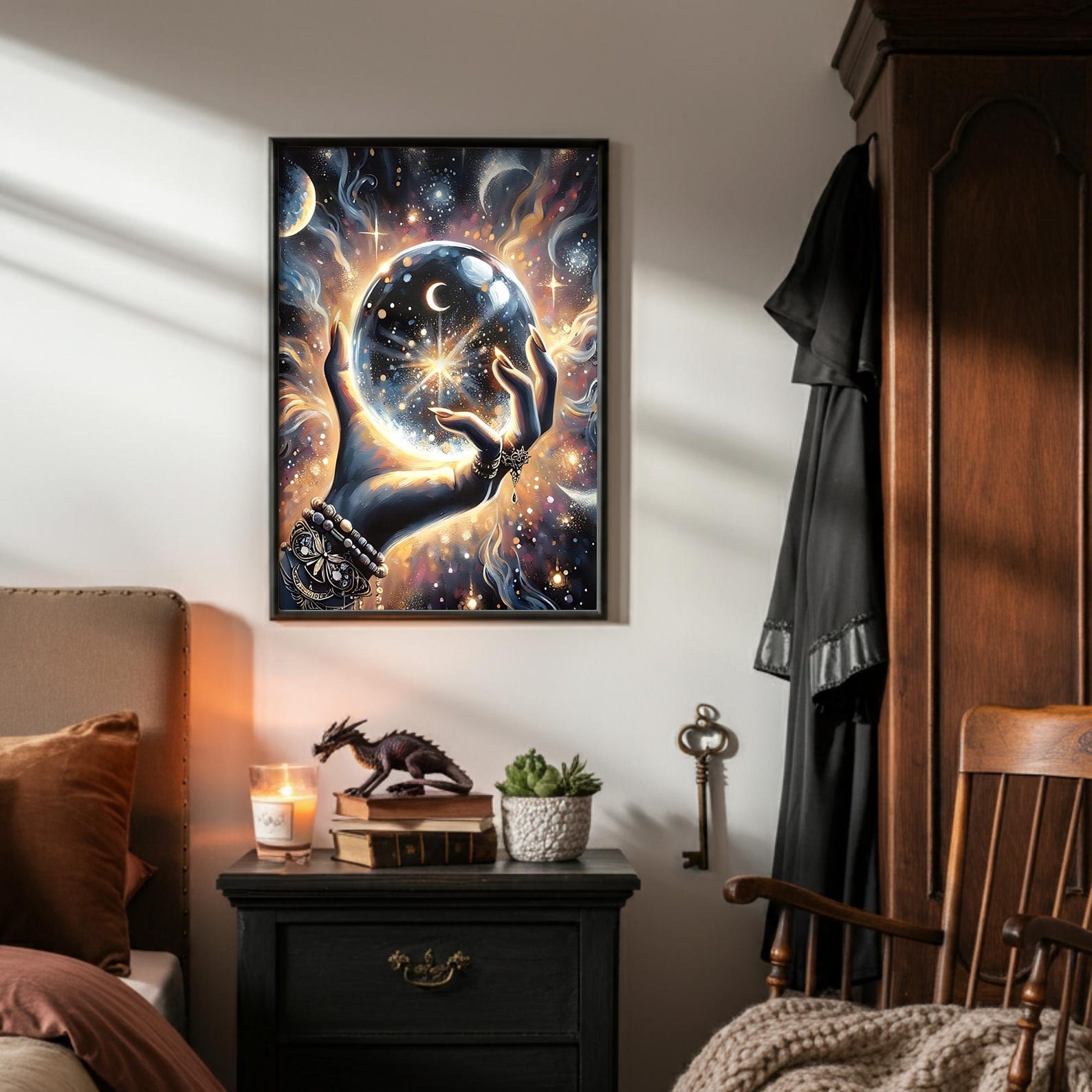 Celestial Energy Wall Art | Crystal Ball Moon Astrology Cosmic Stars ...
