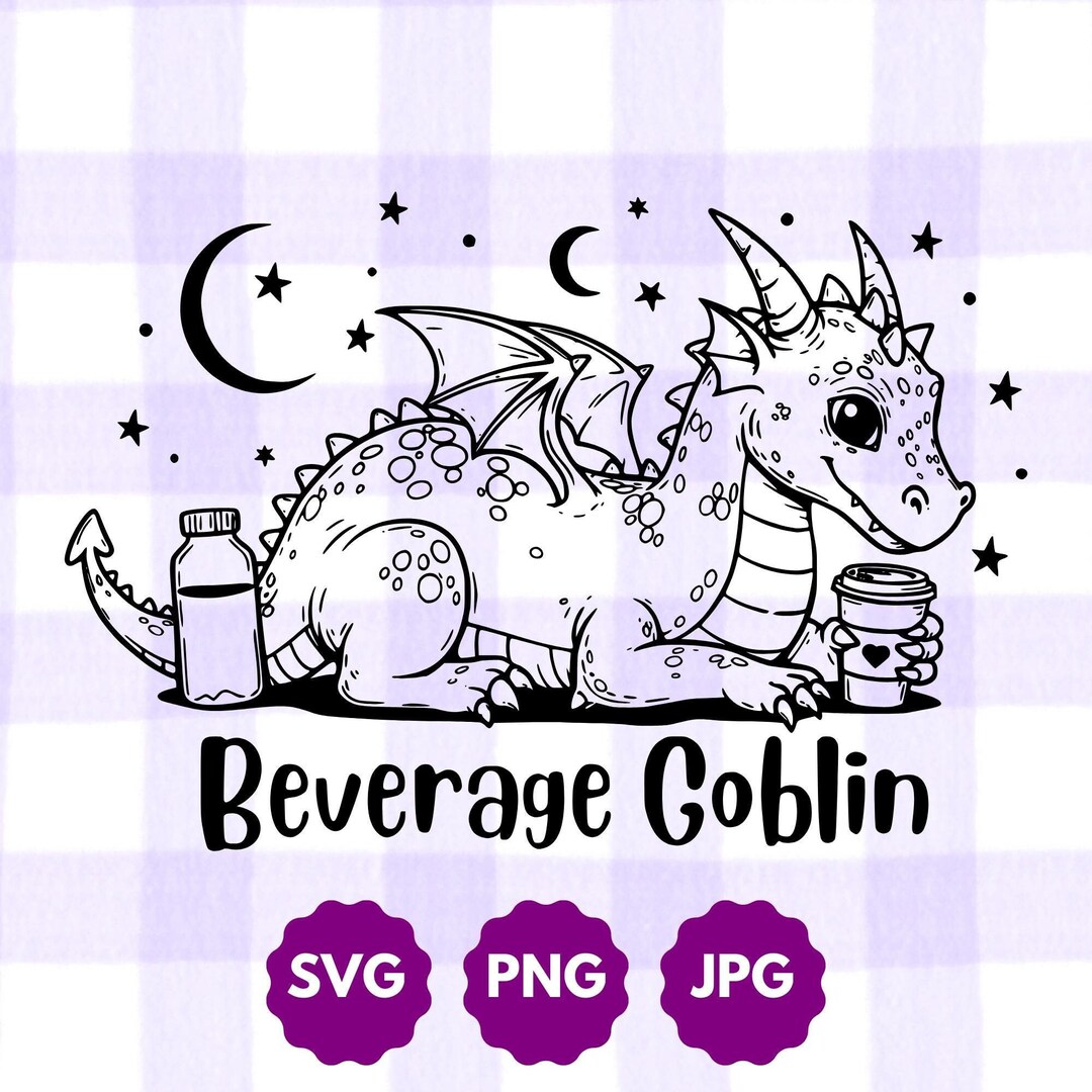 Beverage Goblin Dragon SVG PNG | Cute Celestial Wyvern Fantasy Lover Graphic | Girly Things ...
