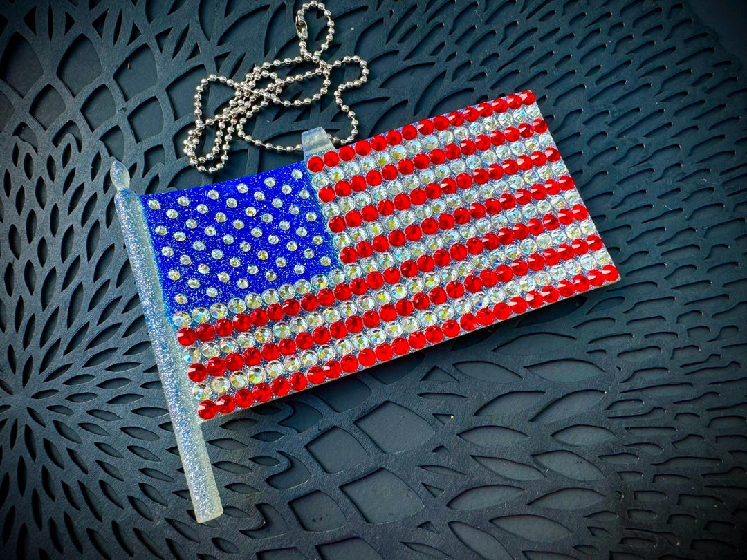 Rhinestone US Flag Interior Pendant - Etsy