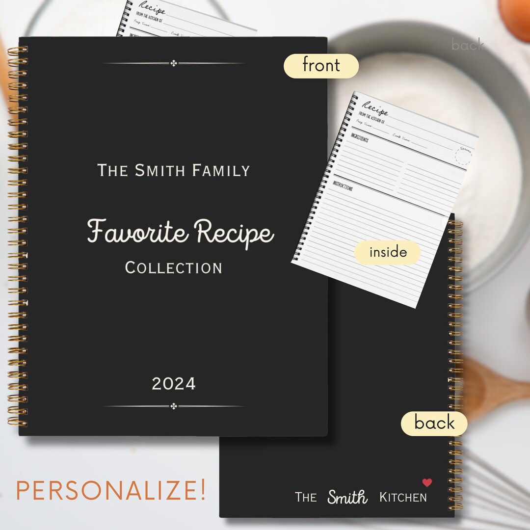PERSONALIZED Recipe Journal Hardcover Write Your Own Custom Keepsake ...