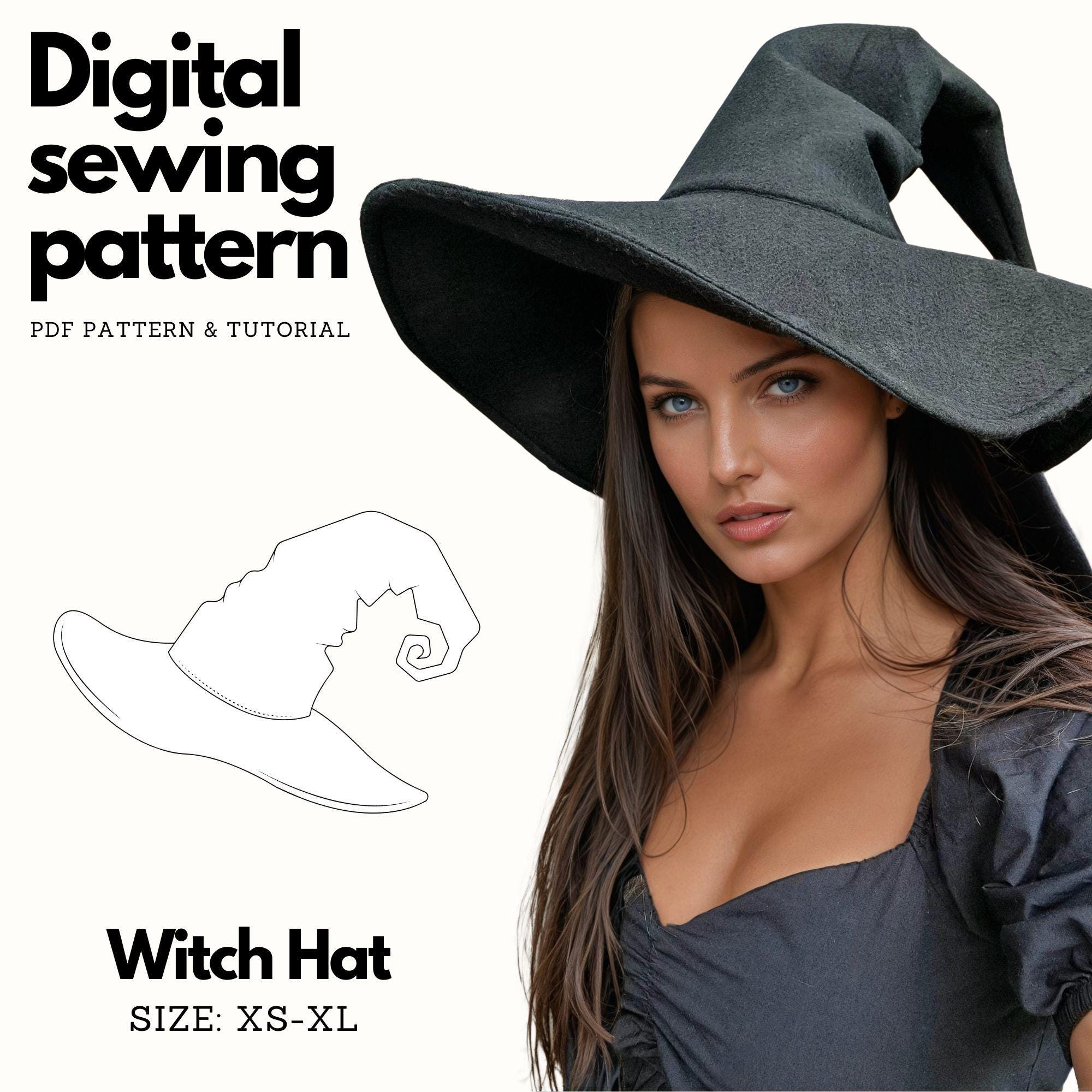 Classic Witch Hat Sewing Pattern PDF Instant Download Cosplay ...