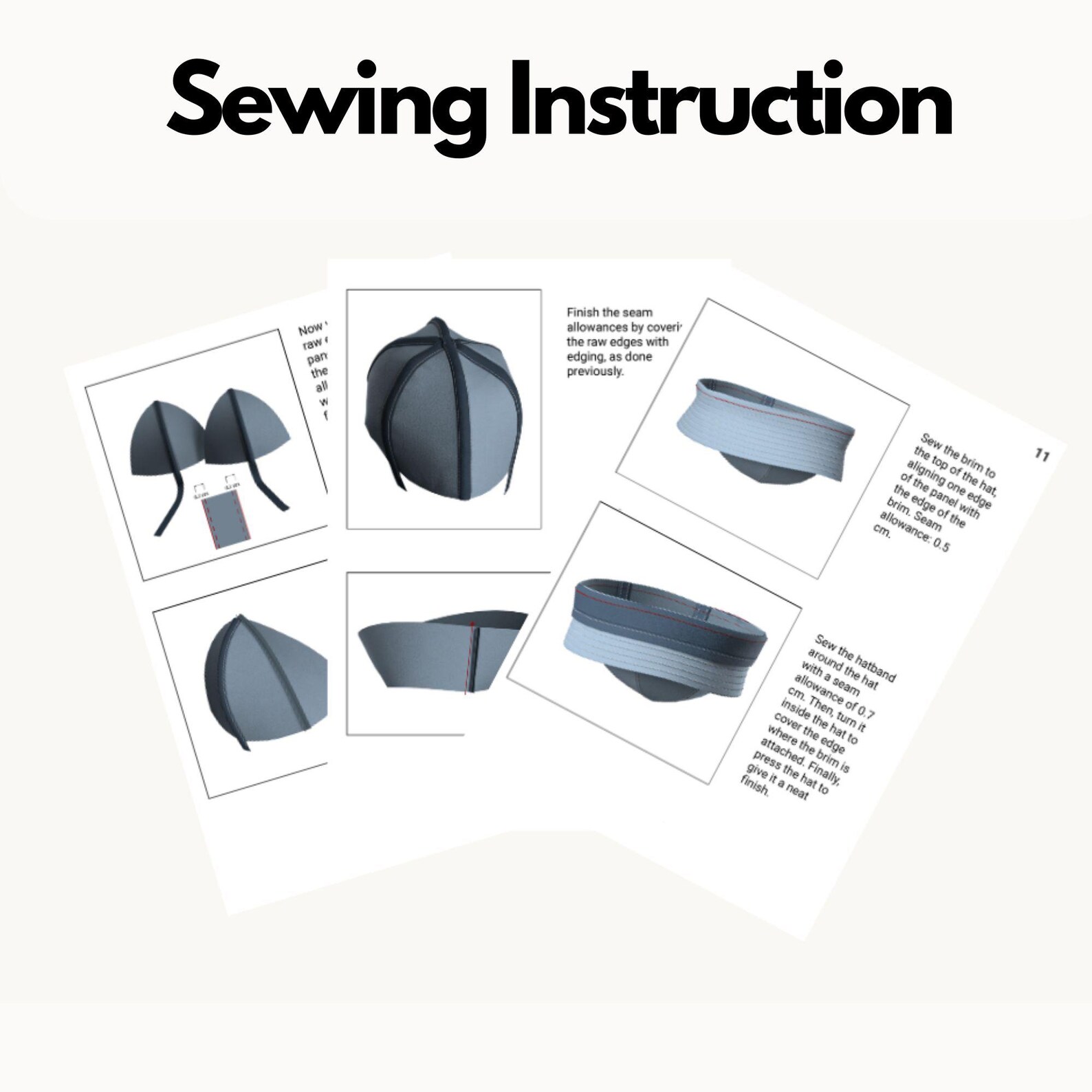 Classic Sailor Hat Sewing Pattern Unisex Nautical Hat Fashion Hat ...