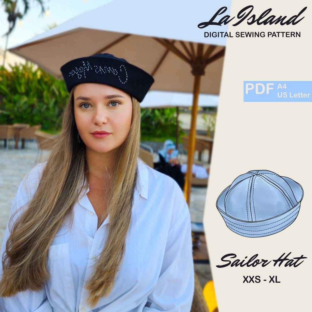 Sailor Hat Sewing Pattern PDF | Unisex Nautical Hat | Sizes Xxs–xl | Easy Beginner Diy Project ...