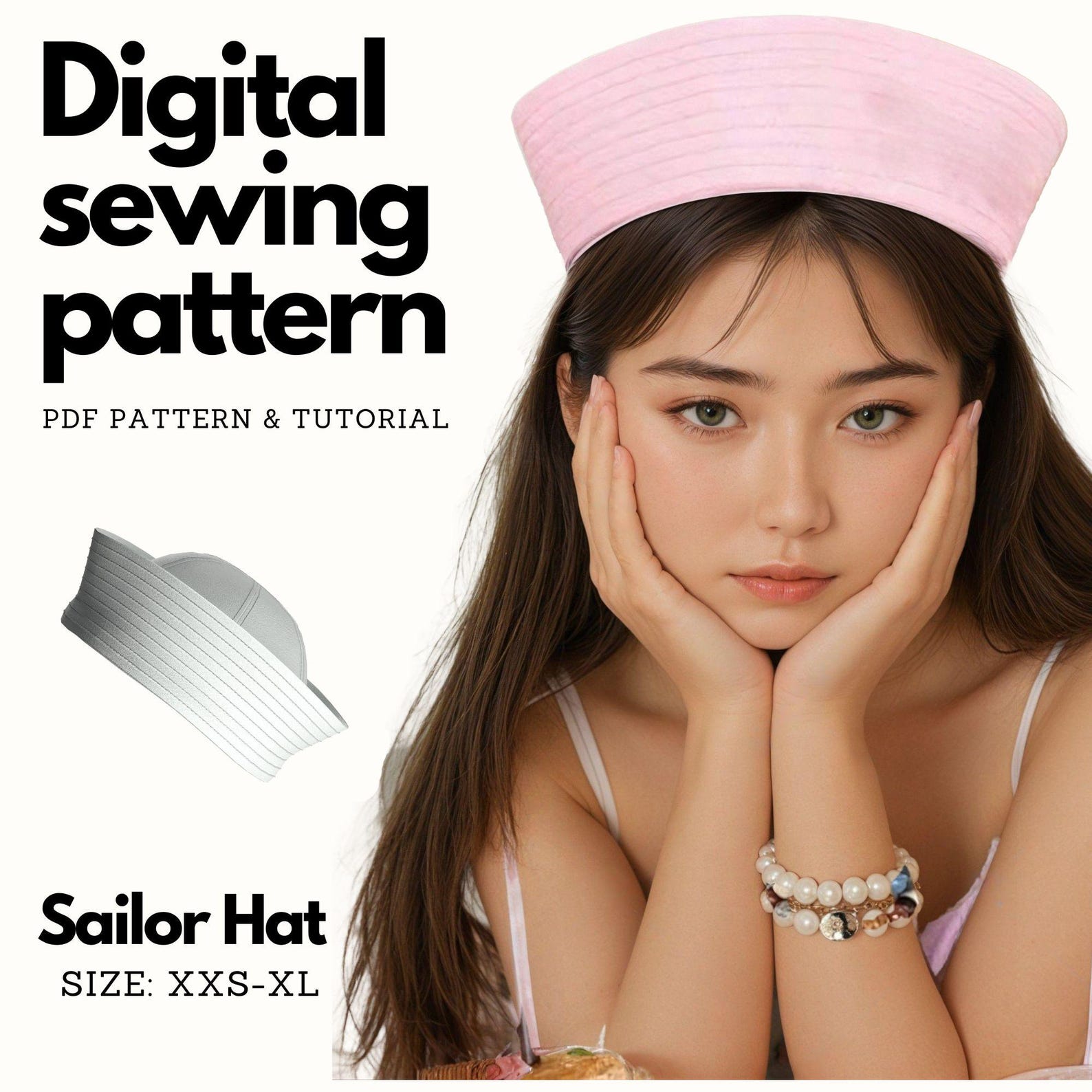 Classic Sailor Hat Sewing Pattern Unisex Nautical Hat Fashion Hat ...