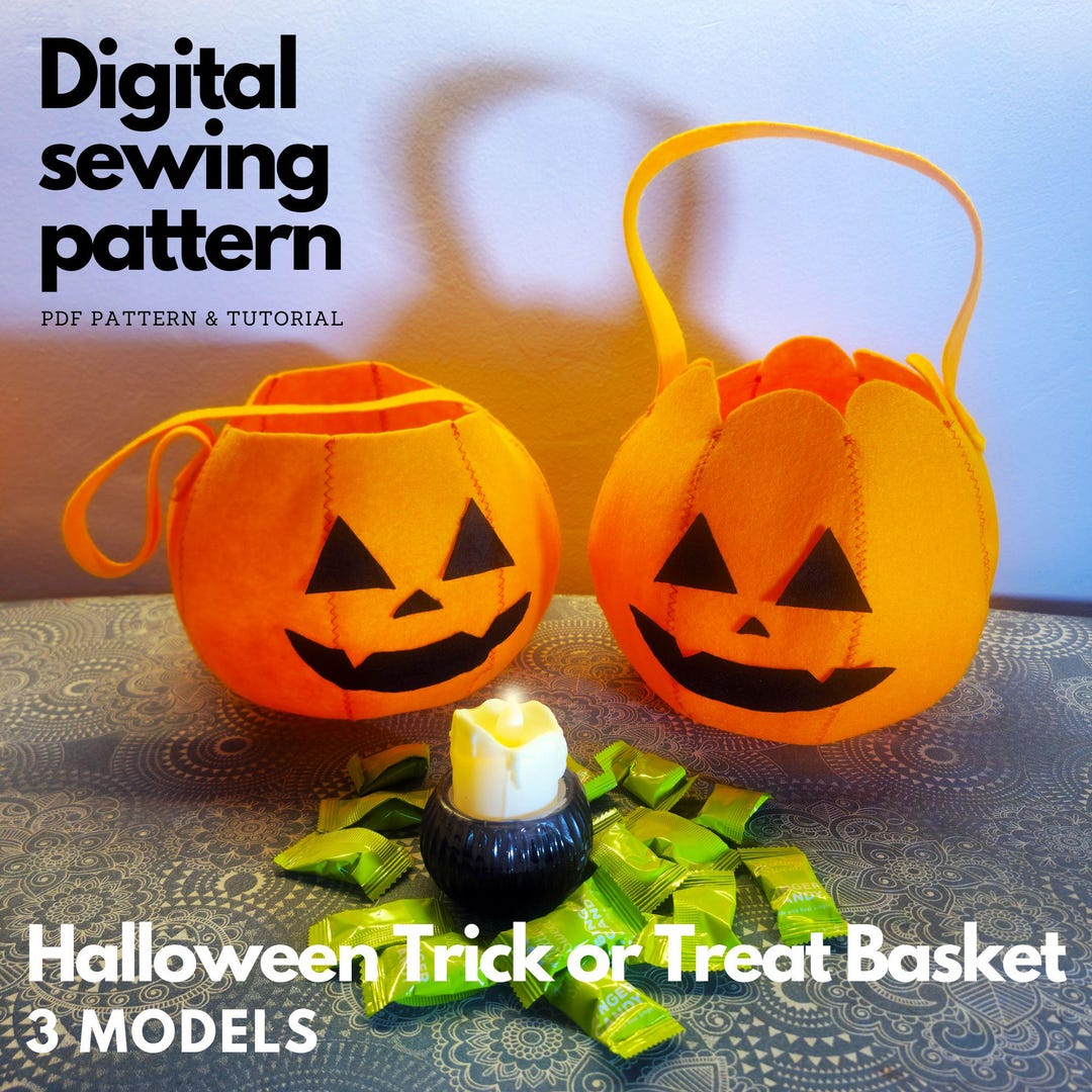 Pumpkin Halloween Basket Sewing Pattern | Easy Felt Trick or Treat Bag ...