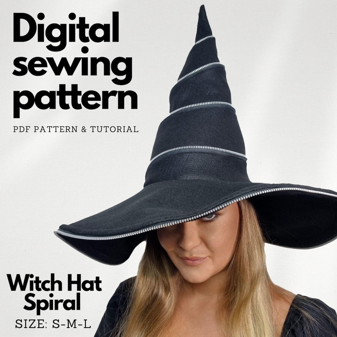 Spiral Witch Hat Sewing Pattern | Classic Witch Hat Sewing Pattern ...