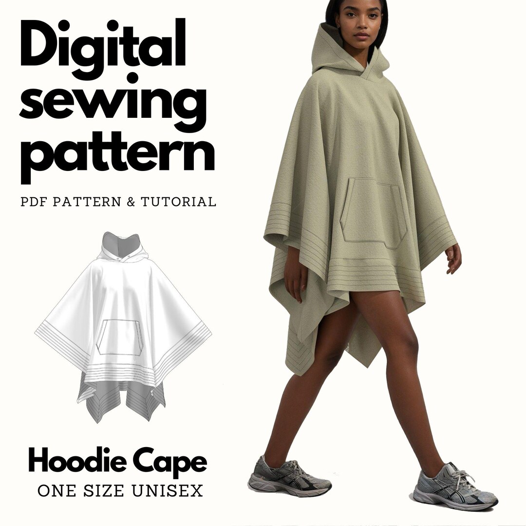 Oversized Hooded Cape Sewing Pattern | PDF Instant Download | Easy DIY Cape Pattern | One Size ...