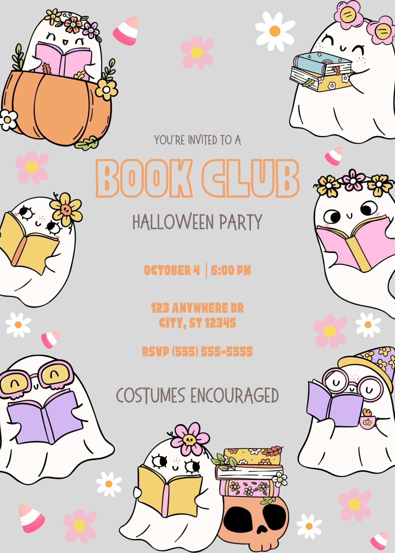 Halloween Book Club Party Invitation - Etsy