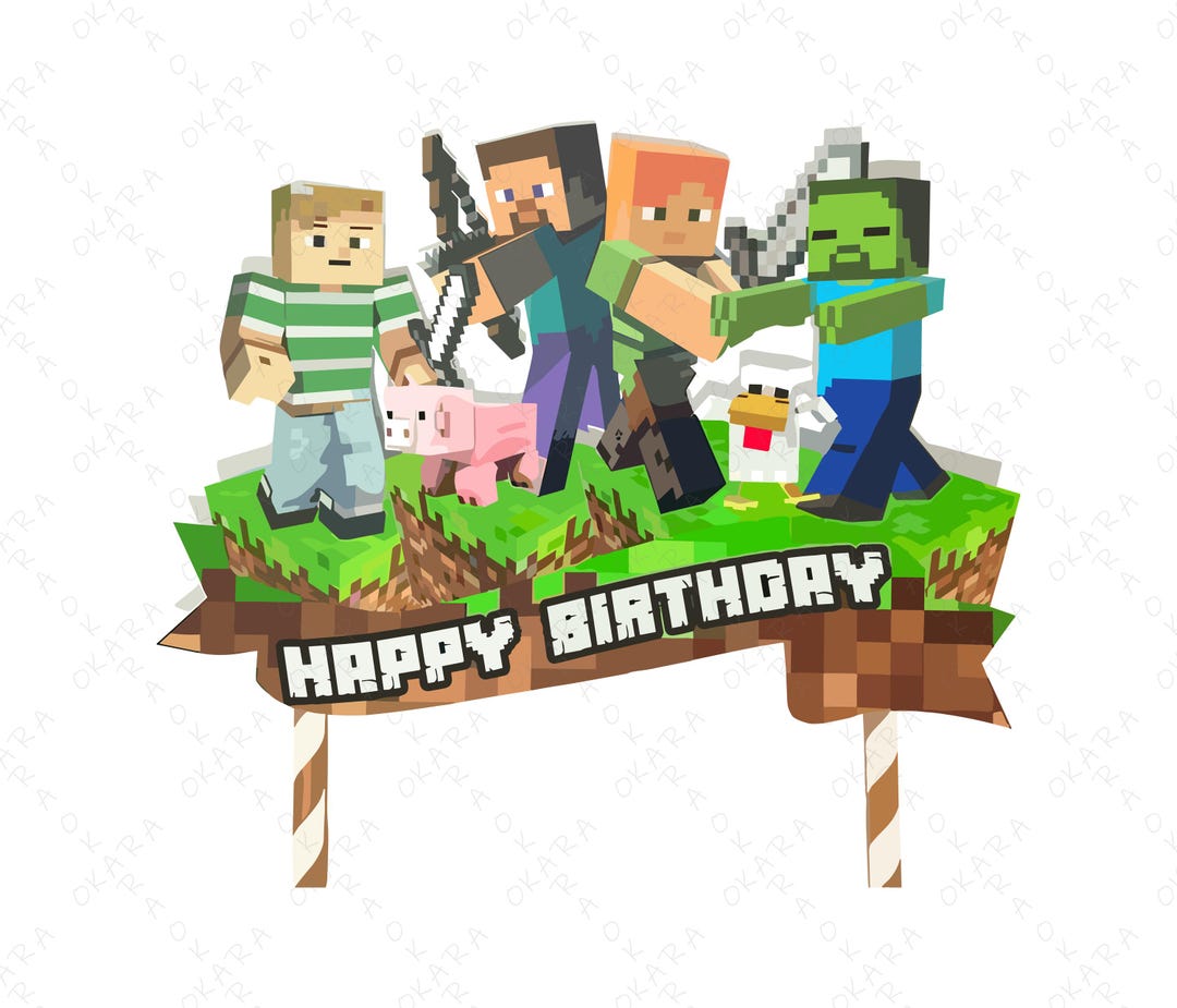 Minecraft Birthday Png, Printable Designs, Minecraft Cake Topper ...