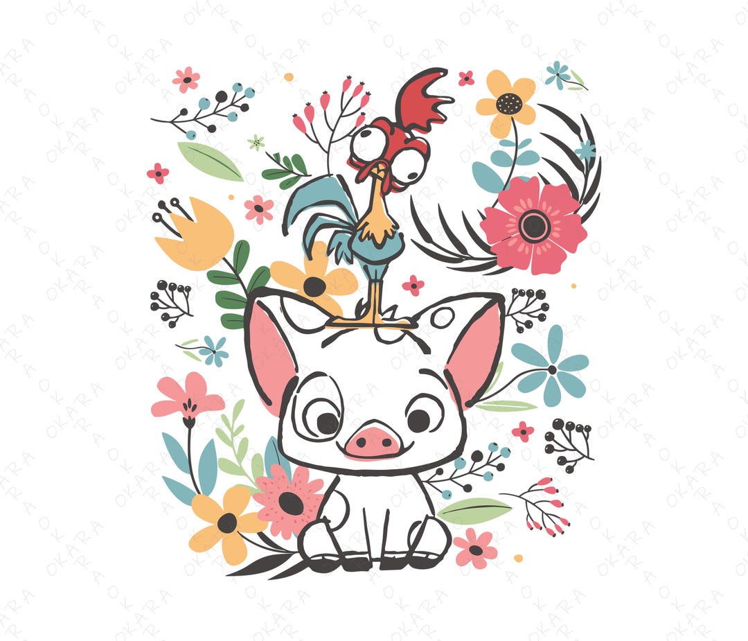 Retro Moana Hei Hei and Pua Design for Shirt - Tote Bag - Mug - Tumbler ...