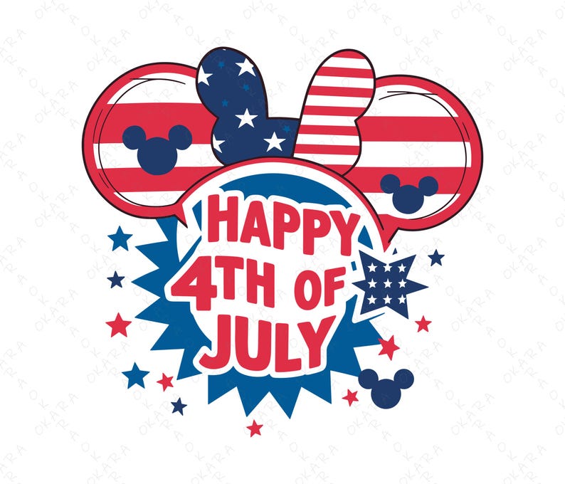 4th of July Mouse Ears SVG - Independence Day Mickey PNG | Patriotic ...