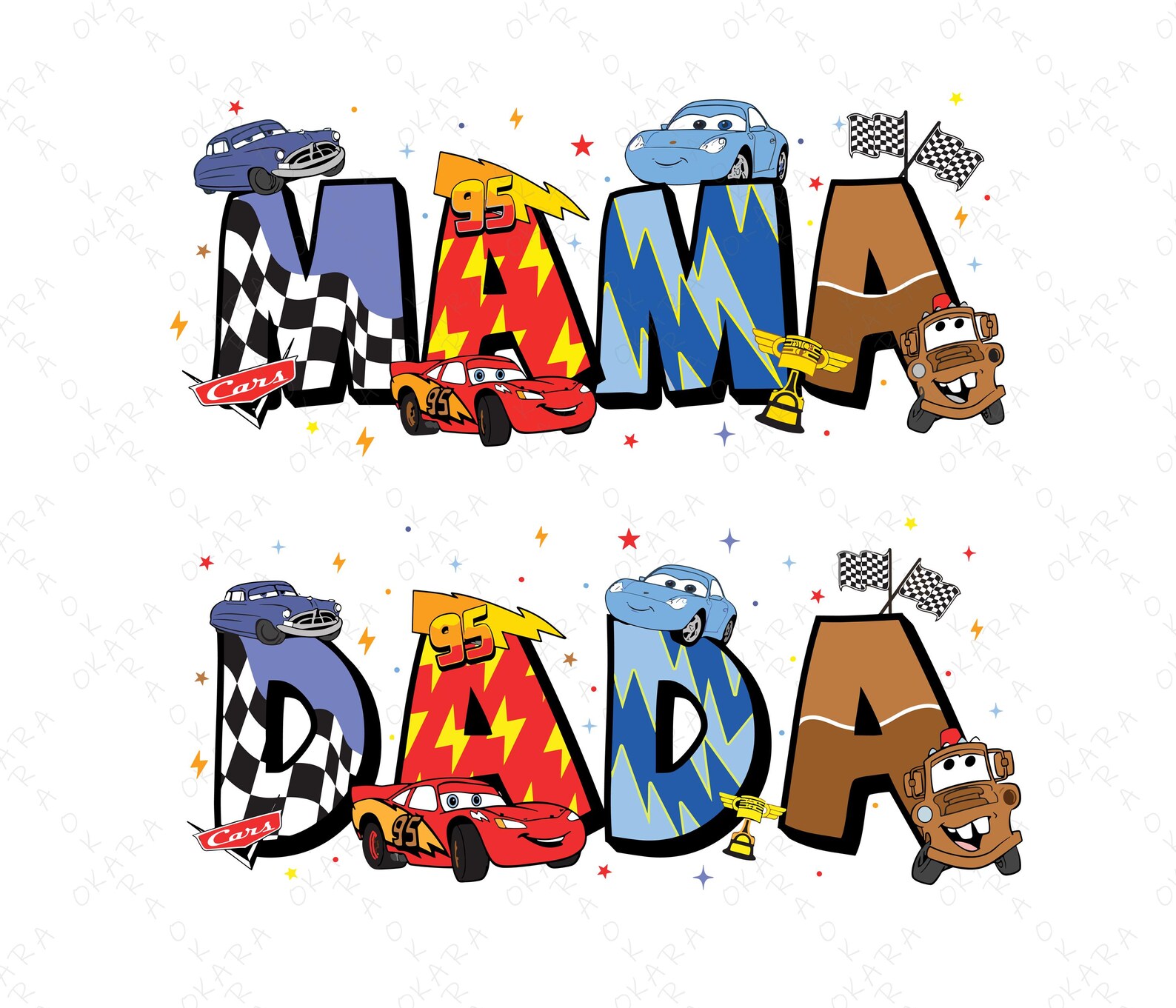 Cars Mama Dada SVG Bundle | Lightning Mcqueen Family Trip Png | Race ...