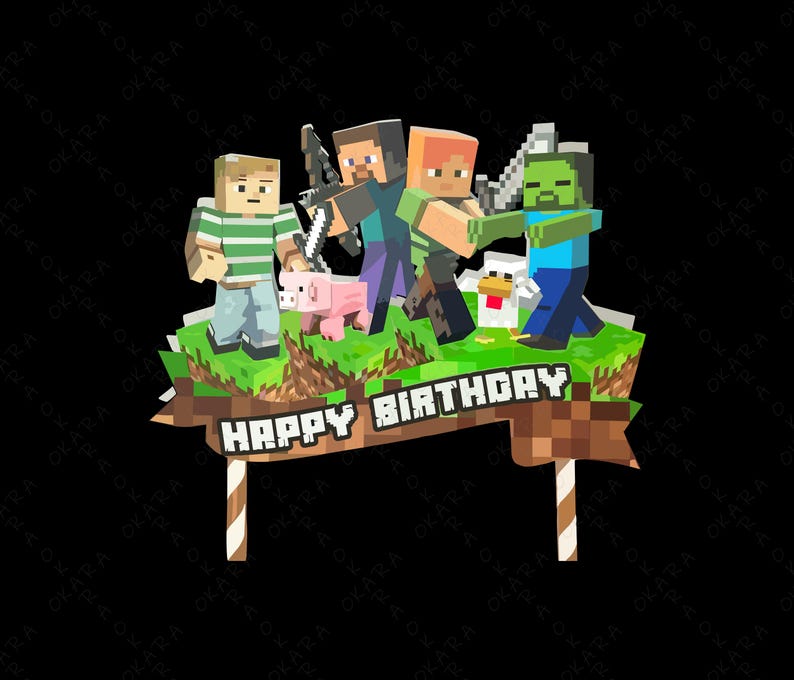 Minecraft Birthday Png, Printable Designs, Printable Cake Topper ...